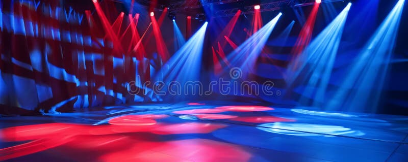 A Vibrant Dance Stage with Blue and Red Spotlights Casting Dynamic ...