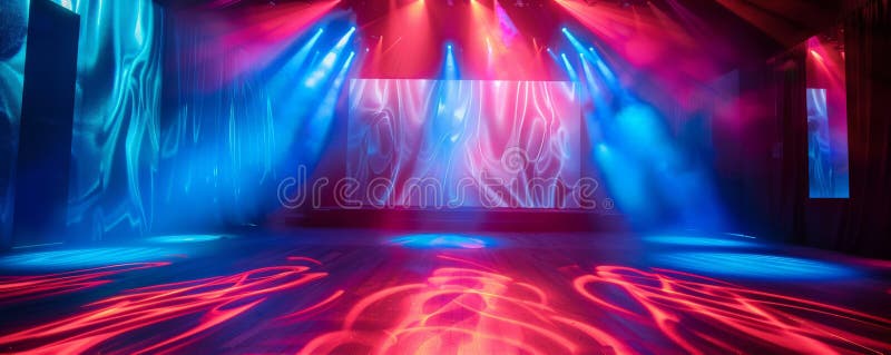 A Vibrant Dance Stage with Blue and Red Spotlights Casting Dynamic ...