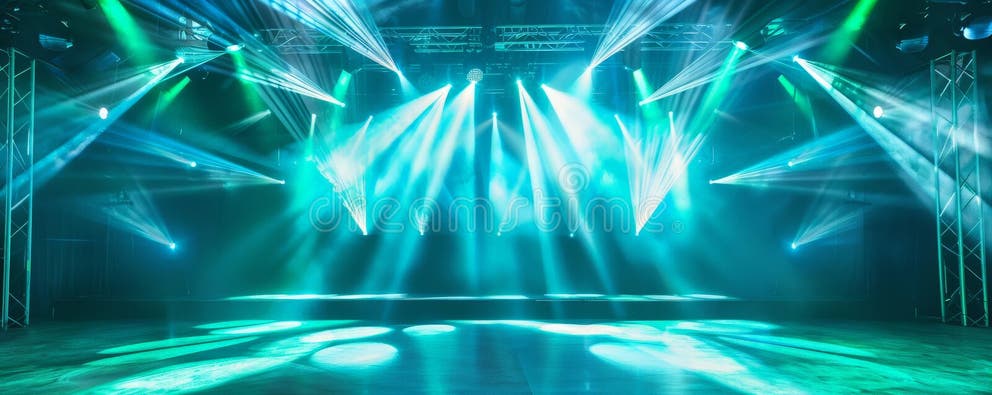 A Vibrant Dance Stage with Green and Blue Spotlights Creating a Cool, Energetic Vibe. the Stock ...