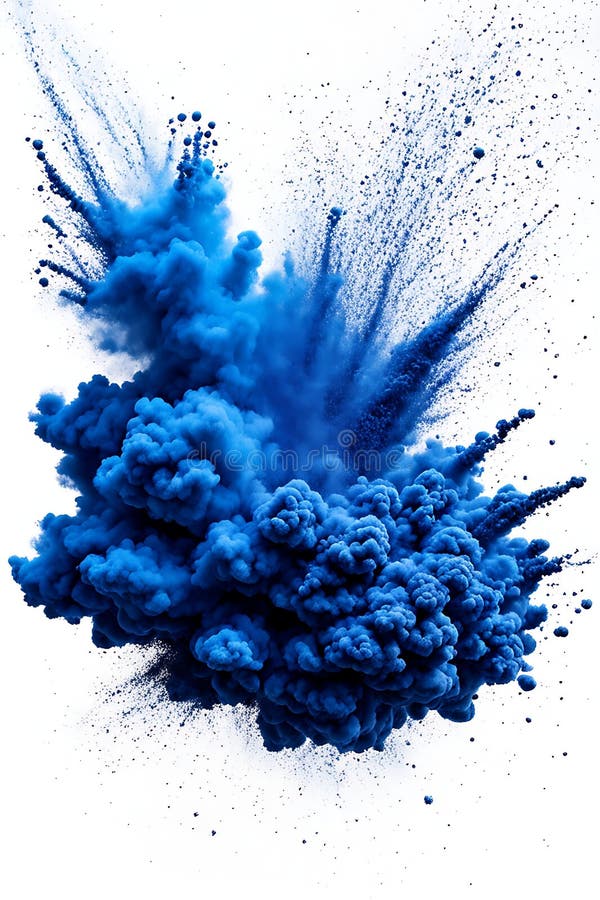 Vibrant Dark Blue Powder Explosion Isolated on White Background ...