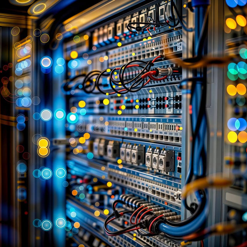 Vibrant Data Center Filled with Colorful Cables, Generative Ai Stock ...
