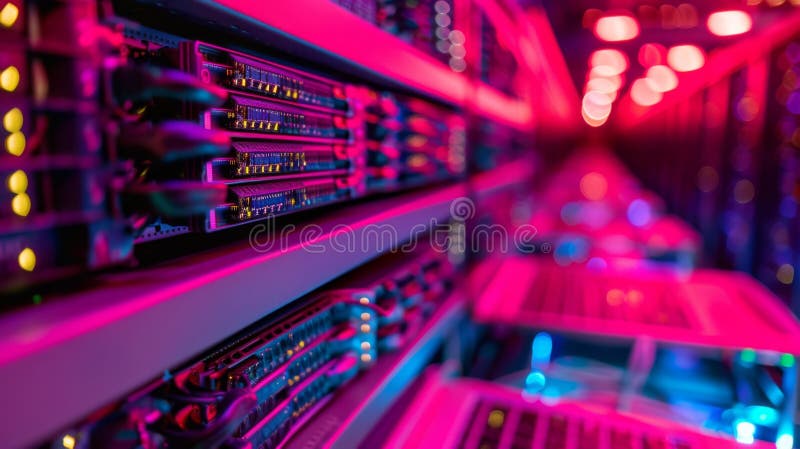 Vibrant Data Center Servers.AI Generated Image Stock Photo - Image of technology, computer ...