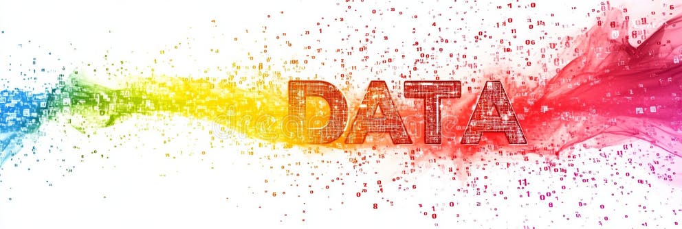 Vibrant Data Stream - Digital Binary Code Forming the Word Data in a ...