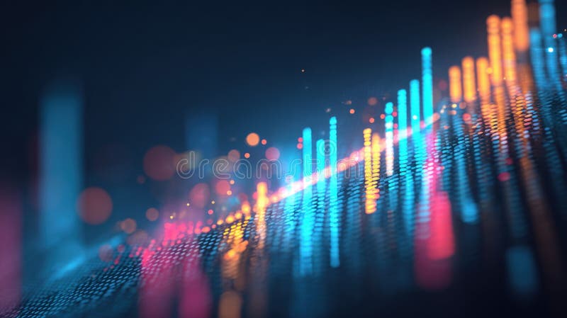Generative AI Vibrant Digital Data Visualization with Colorful Dynamic Glowing Line Graphs ...