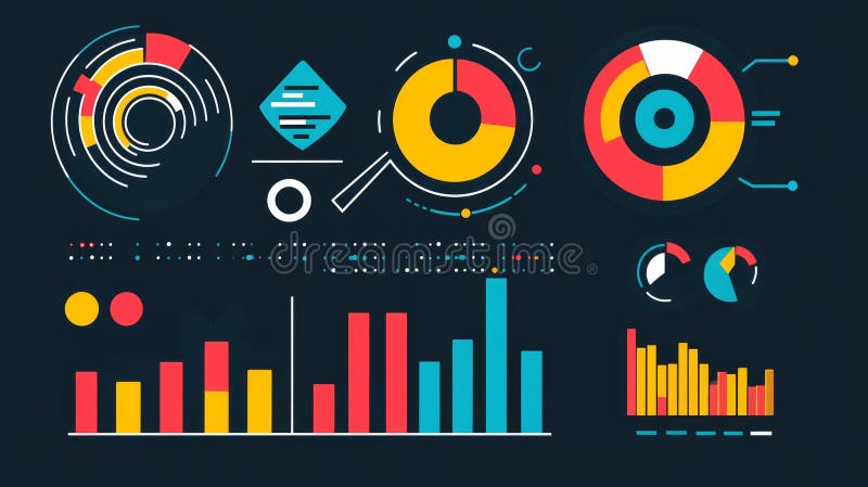 Vibrant Data Visualization Elements Featuring Colorful Graphs, Charts ... Vibrant Data Visualization Elements Featuring Colorful Graphs, Charts ...