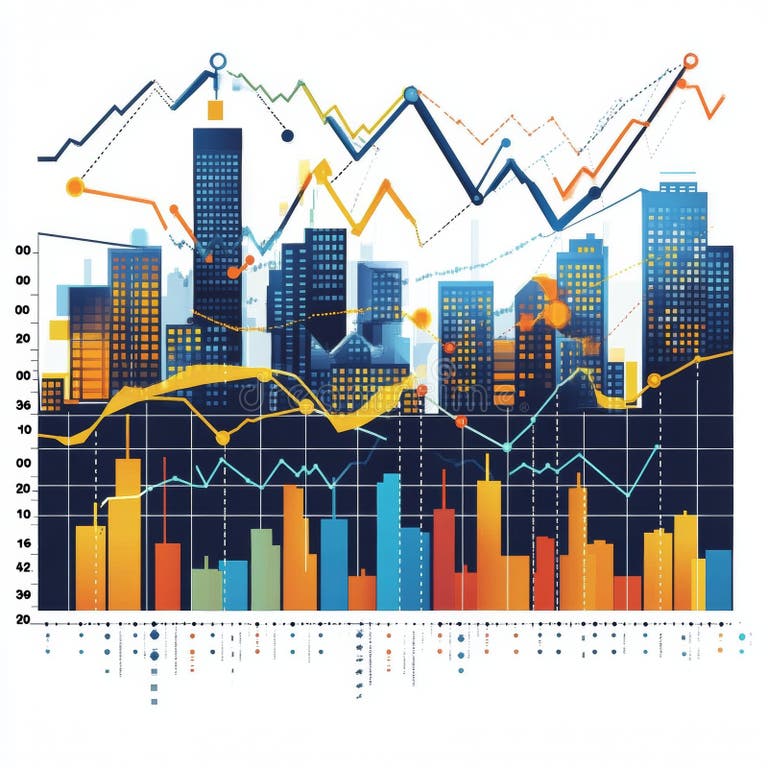 Vibrant Data Visualization Featuring Graphs and Charts on a Transparent ...