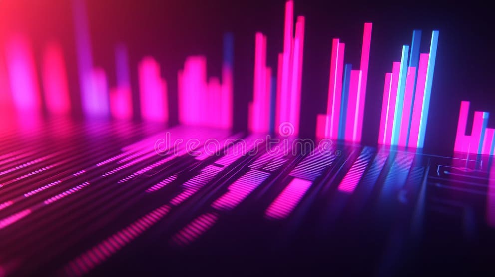 Vibrant Data Visualization Glowing Charts and Lines in Pink and Blue ...