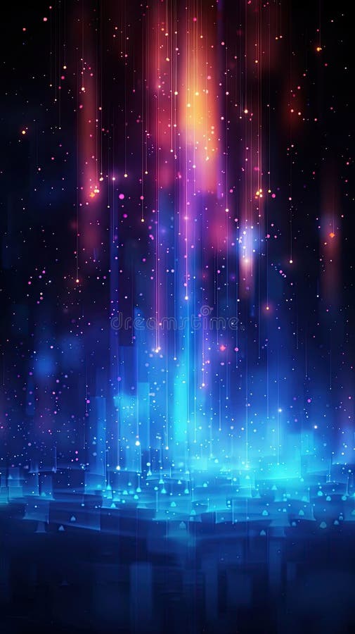 Illuminated Data Visualization Displaying Horizontal Light Columns ...