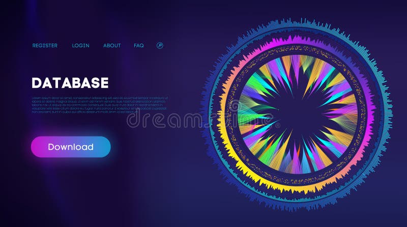 Vibrant Database Wheel Chart on Ultraviolet Background Stock Vector ...