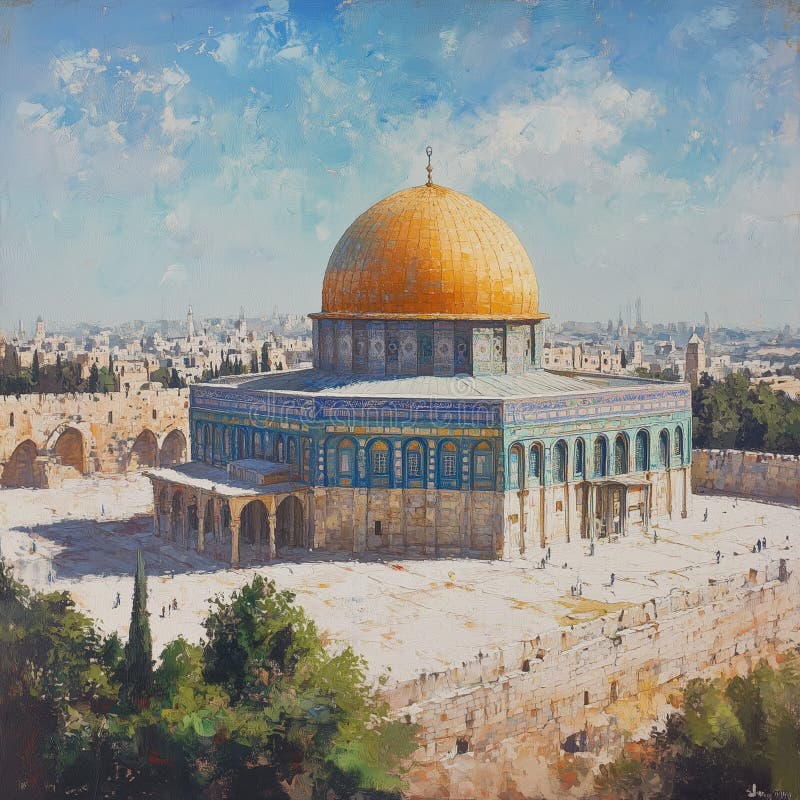 Vibrant Daytime View of the Dome of the Rock with a Clear Blue Sky ...
