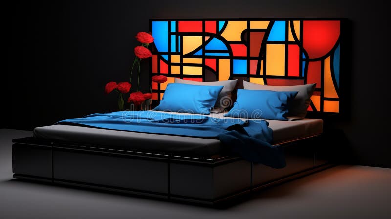 Vibrant De Stijl Art Headboard with Cosmic Color Scheme Stock ...