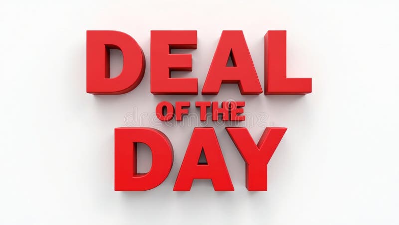 Vibrant DEAL of the DAY in Bold 3D Red Letters on a Soft White ...