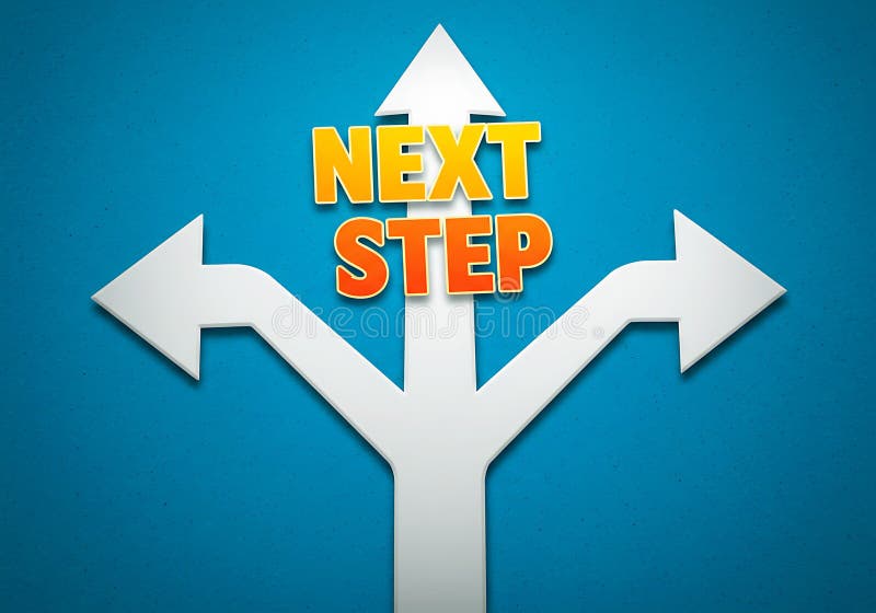 Vibrant Decision Making Concept with Forked Arrow Next Step Text Stock ...
