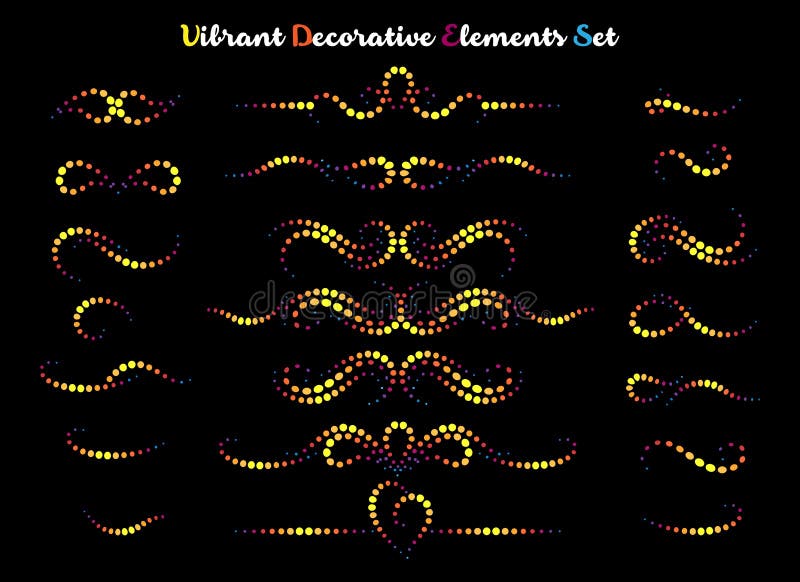 Vibrant Decorative Elements Set Stock Vector - Illustration of fantasy ...