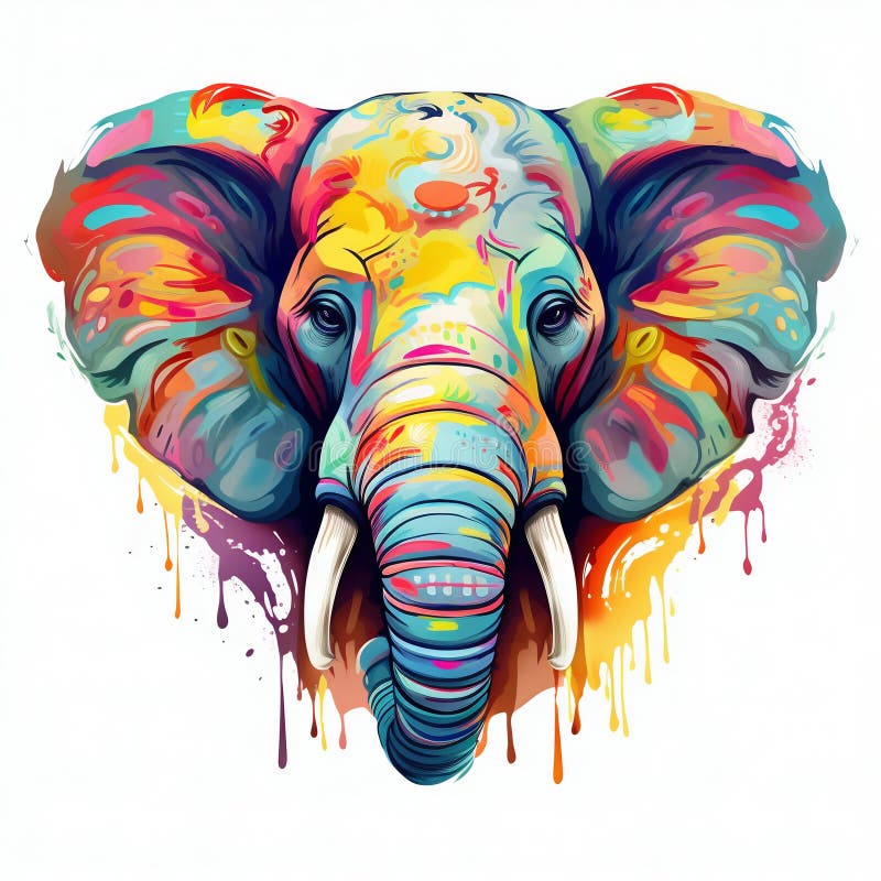 Vibrant Decorative Elephant Illustration Isolated on White Background ...