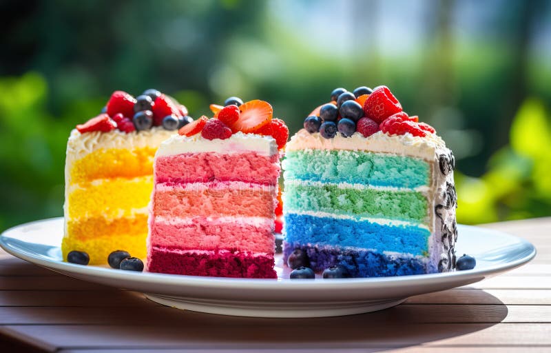 A Vibrant and Delicious Rainbow Cake with a Burst of Colors. Stock ...