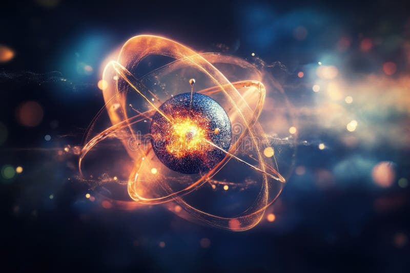 Vibrant Depiction of an Atom Demonstrating Energy and Movement in a ...
