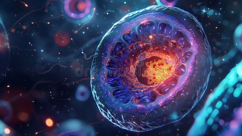 Vibrant Depiction of a Cellular Design Showcasing Complex Biological ...