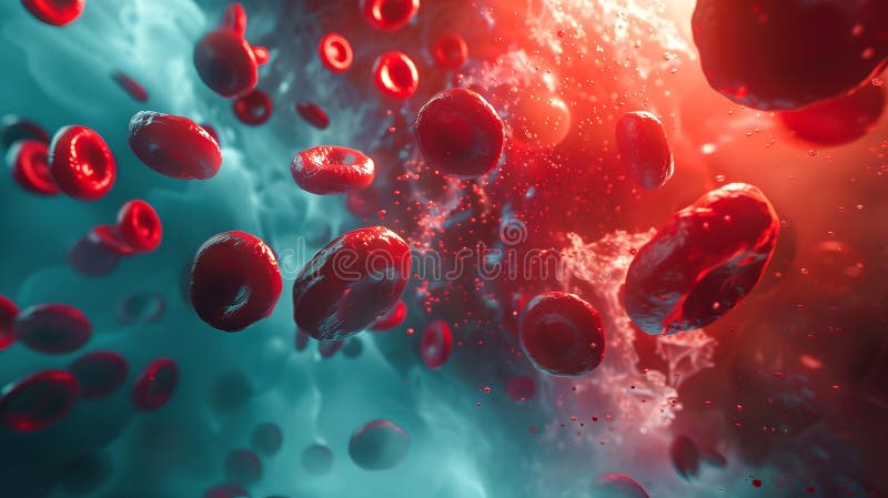 Vibrant Depiction of Circulating Red Blood Cells. High-resolution ...
