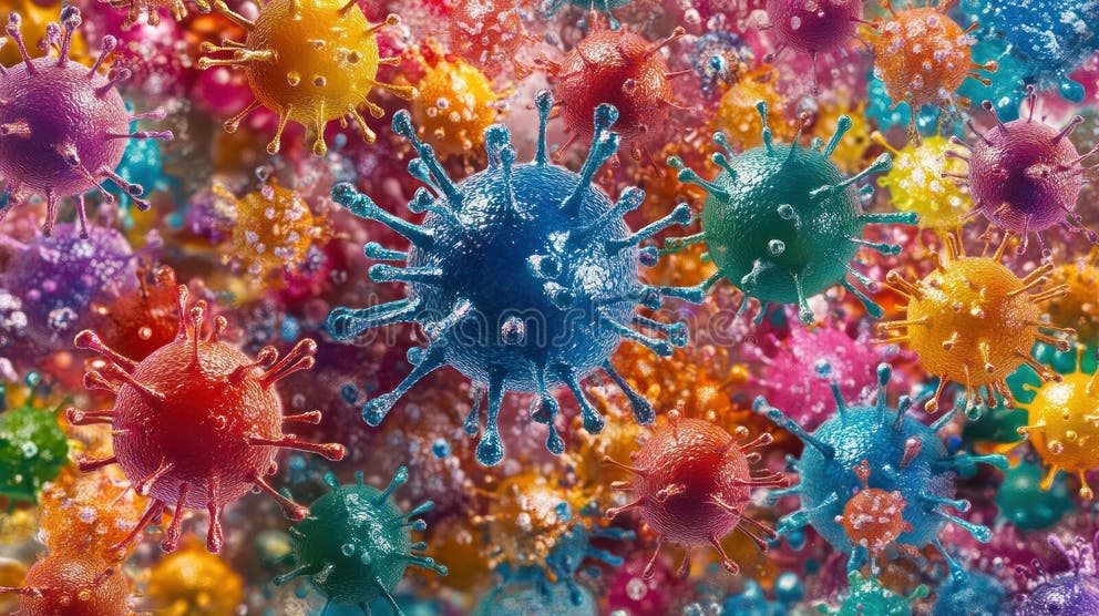 Colorful Coronavirus Variants - 3D Virus Illustration Stock ...