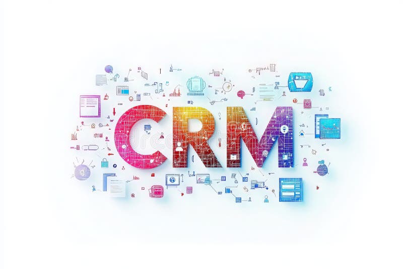 Dynamic CRM Visualization with Digital Network Icons Showcasing ...