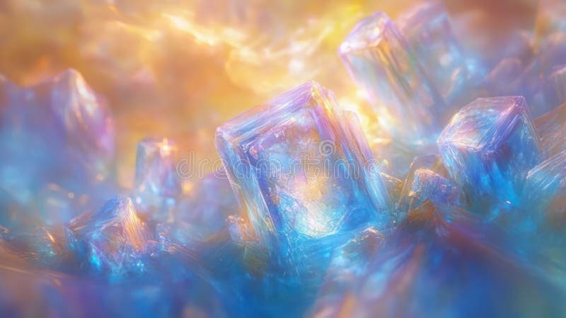 A Vibrant Depiction of Crystalline Structures Glowing in Ethereal Light ...