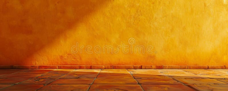 A Vibrant Depiction of an Empty Wall Painted in Bright Amber, with a ...