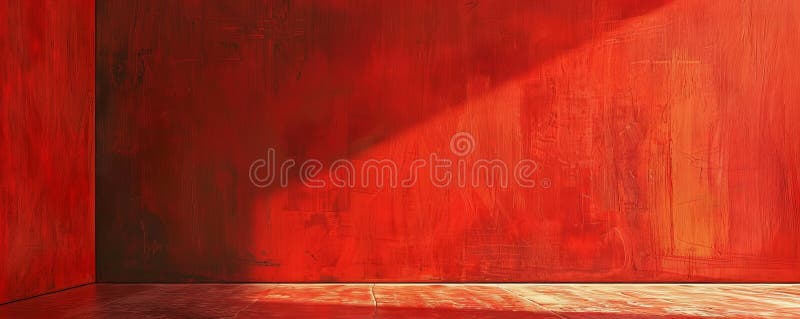 A Vibrant Depiction of an Empty Wall Painted in Bright Vermillion, with ...