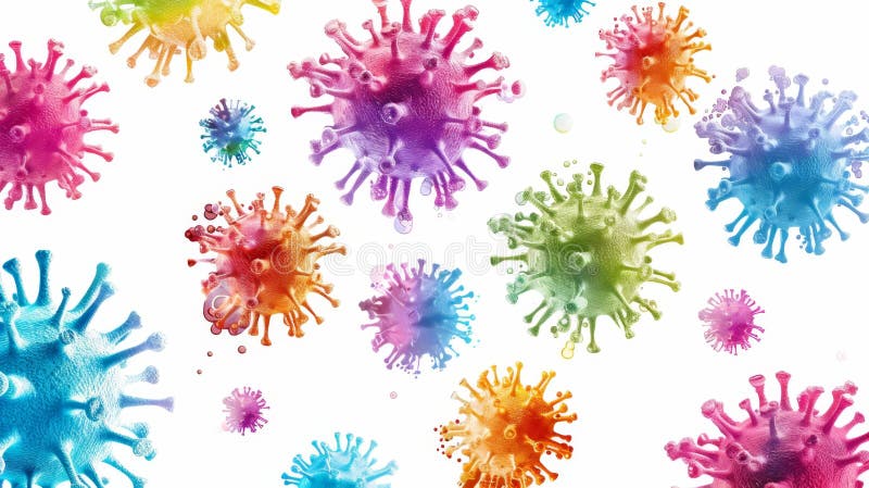 Vibrant Depiction of Flu Virus Amidst a Colorful and Dynamic Background ...