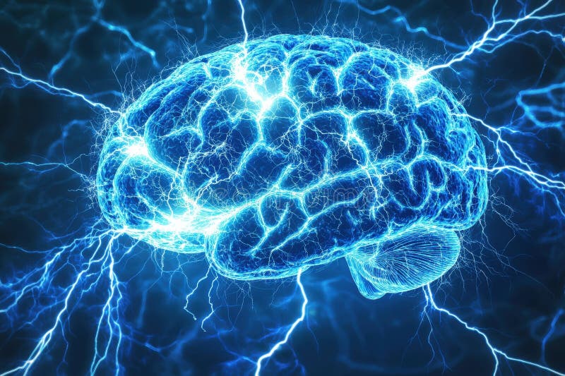 Active Brain Function with Electrical Stimulation Stock Illustration ...