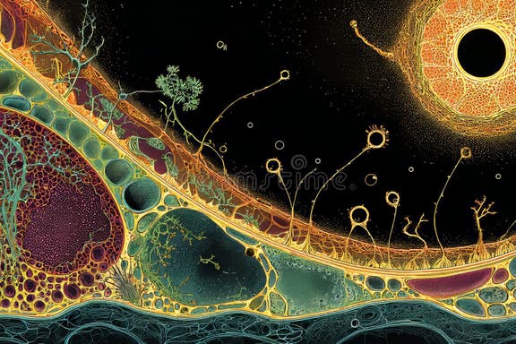 Vibrant Depiction of Protein Structures As Seen Under a Microscope ...