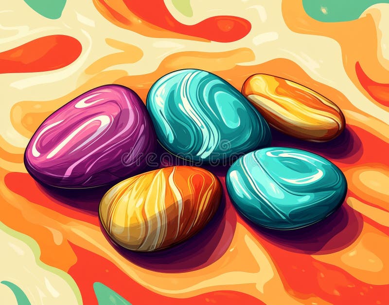 Vibrant Depiction of Rounded Rocks, Ideal for Use As Backgrounds and ...