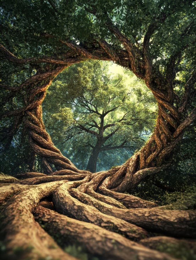 A Vibrant Depiction of a Tree of Life with Intertwining Branches and ...