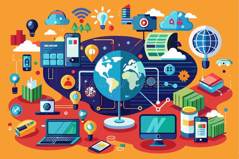 A Vibrant Depiction of Various Digital Technologies Illustrating the ...