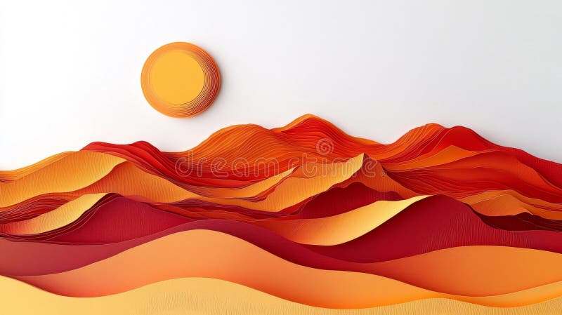 Vibrant Desert Landscape in Paper Art Stock Illustration - Illustration ...