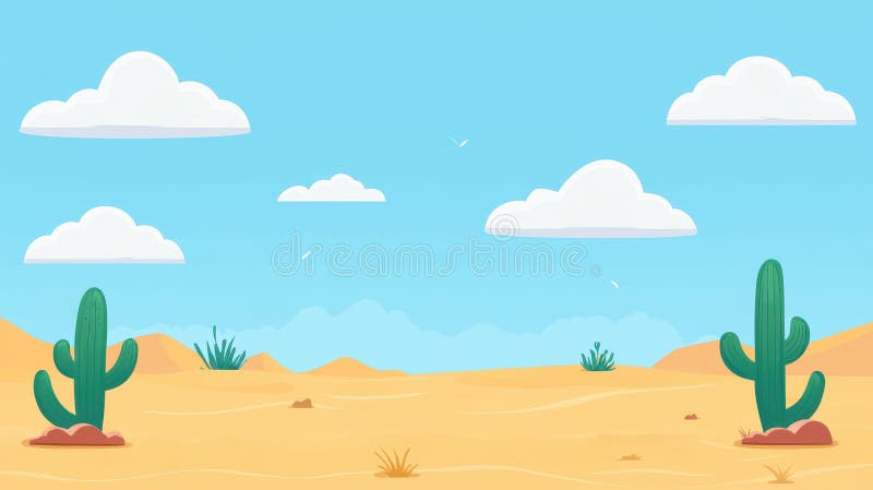 A Vibrant Desert Scene in Modern Flat Style, Showcasing Bold Colors and ...