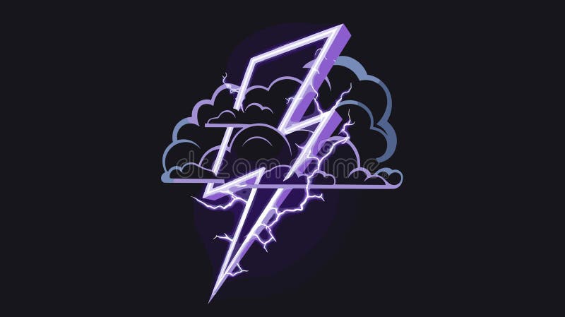 Stylized Lightning Bolt with Clouds Vector Art for Dynamic Designs ...