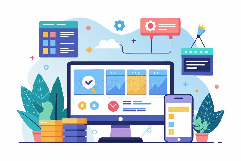 A Vibrant Design Showcases Customizable UI UX Concepts on a Computer ... A Vibrant Design Showcases Customizable UI UX Concepts on a Computer ...