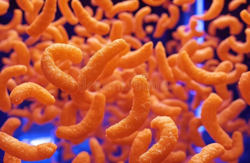 Crunchy Orange Cheese Puffs Snack Texture Close-Up Background Stock ...