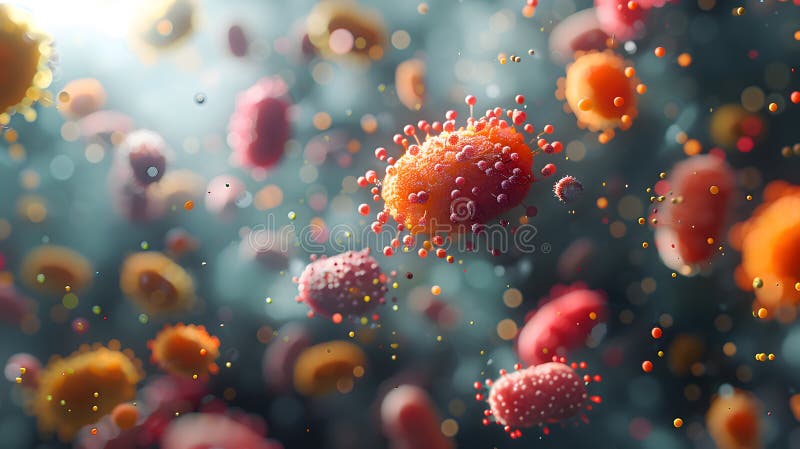 A Vibrant and Detailed Close-up of Various Bacteria and Microbes ...