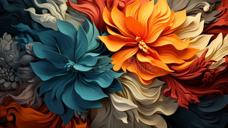 Vibrant and Detailed Contemporary Brocade Texture in Flat Illustration ...