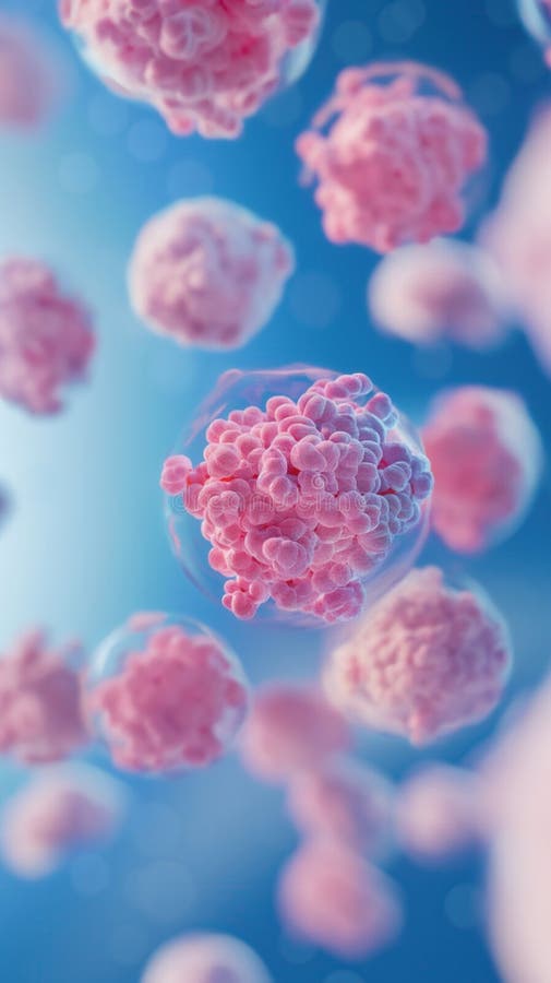 Human Cells Pink Blue Microscope Medical Concept Close-up 3D Rendering ...