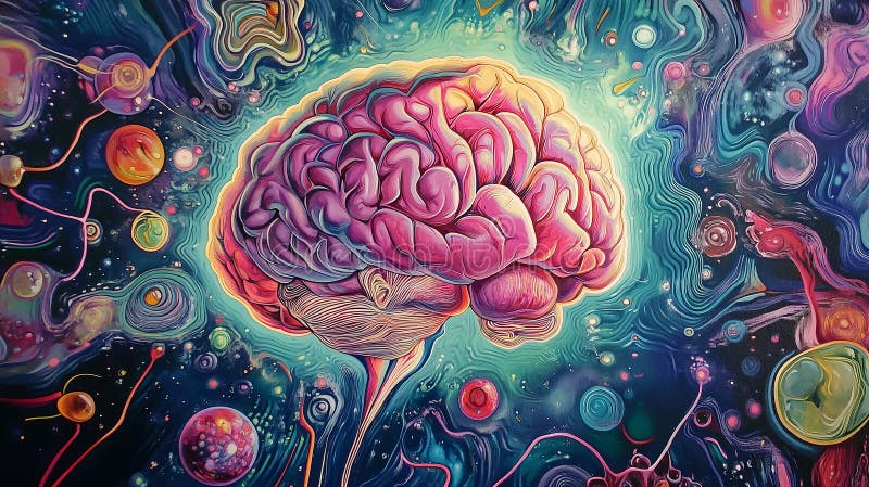 A Vibrant and Detailed Illustration of the Human Brain Stock ...