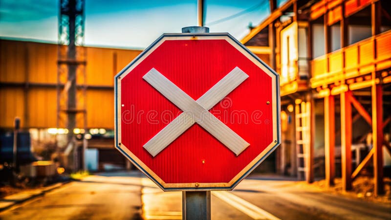 Red Octagonal Stop Sign with Black Cross a Clear and Urgent Warning ...
