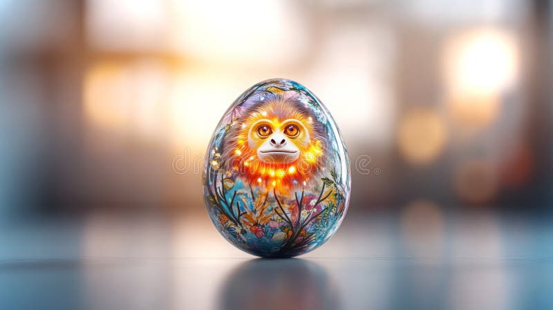 Vibrant, Detailed Monkey Egg Design Showcased in a Dynamic Setting ...