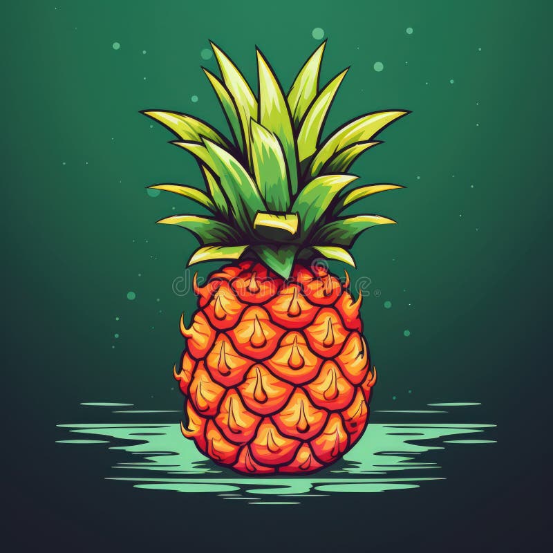 A Vibrant and Detailed Pineapple Fruit Illustration Stock Illustration ...