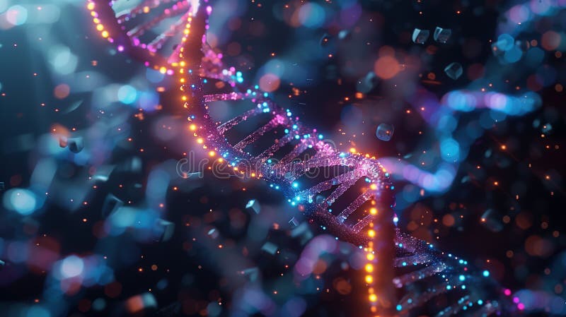 A Vibrant and Detailed Representation of a DNA Strand Stock Photo ...