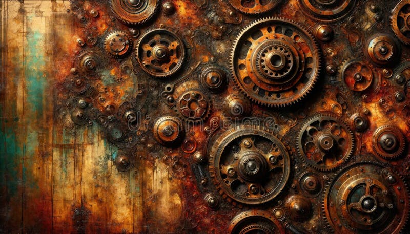 Steampunk Gears and Cogs Background, AI Generated Stock Illustration ...