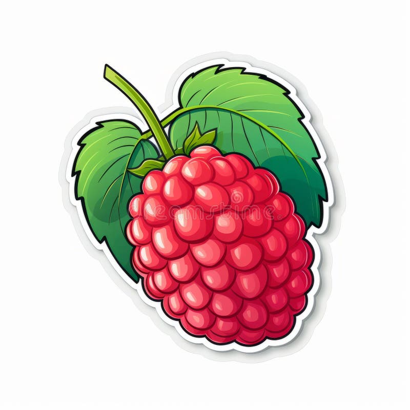 Vibrant Raspberry Sticker on White Background Stock Illustration ...
