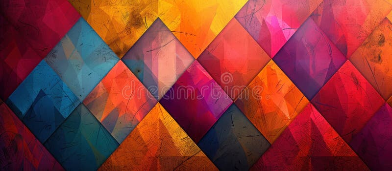Vibrant Diamond Pattern Painting on Wall Stock Photo - Image of ...